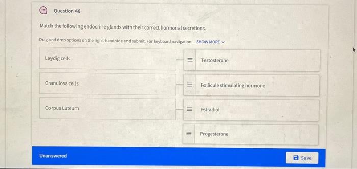 Solved Question 48 Match the following endocrine glands with | Chegg.com