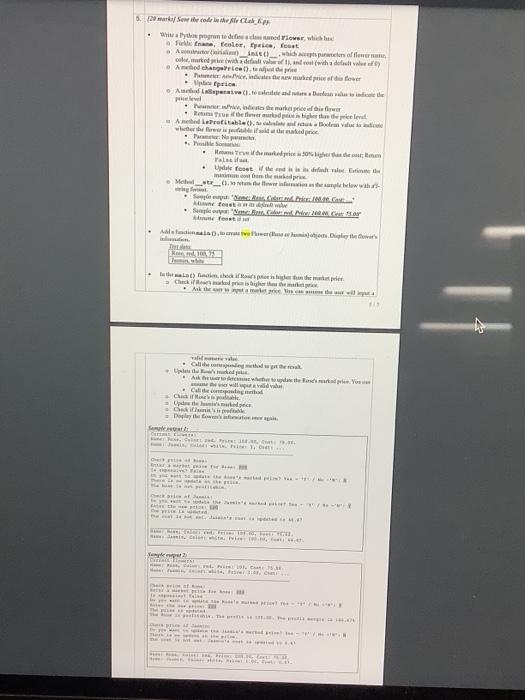 Solved 5. [20 marks] Save the code in the file CLab_E.py. • | Chegg.com