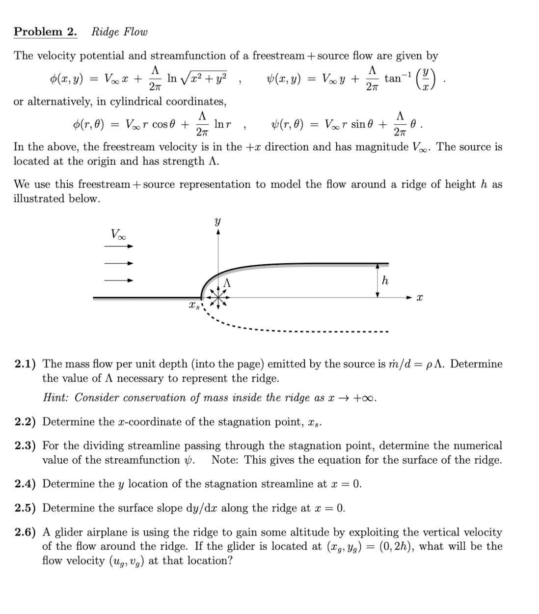 Problem 2. ﻿Ridge FlowThe velocity potential and | Chegg.com