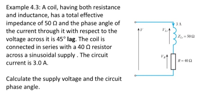 Solved Example 4.3: A coil, having both resistance and | Chegg.com