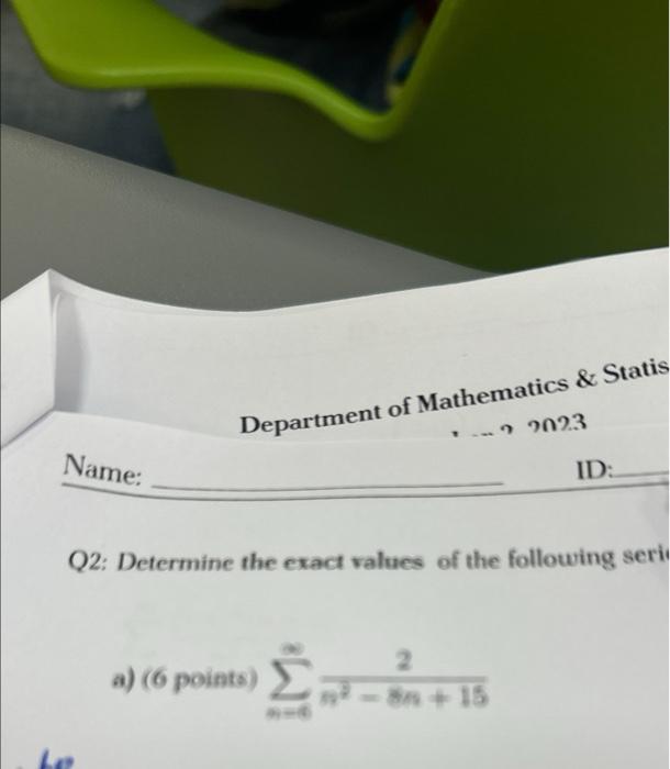 b) (5 points) Determine whether the sequence | Chegg.com