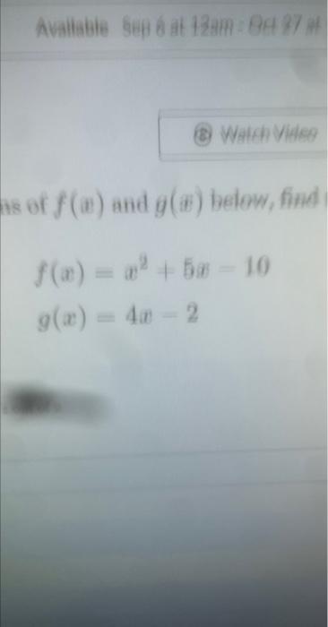 Given the definitions of f(x) and g(x) below, find | Chegg.com