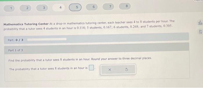 Solved Mathematics Tutoring Center At a drop-in mathematics | Chegg.com