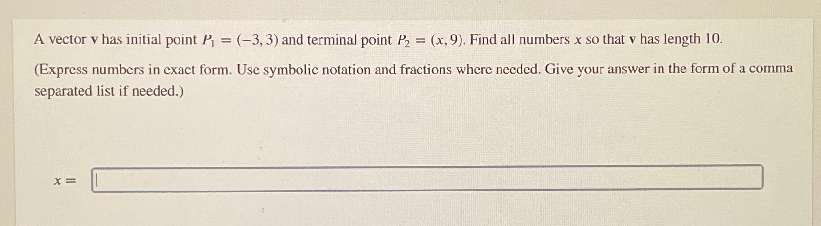 Solved A vector v ﻿has initial point P1=(-3,3) ﻿and terminal | Chegg.com