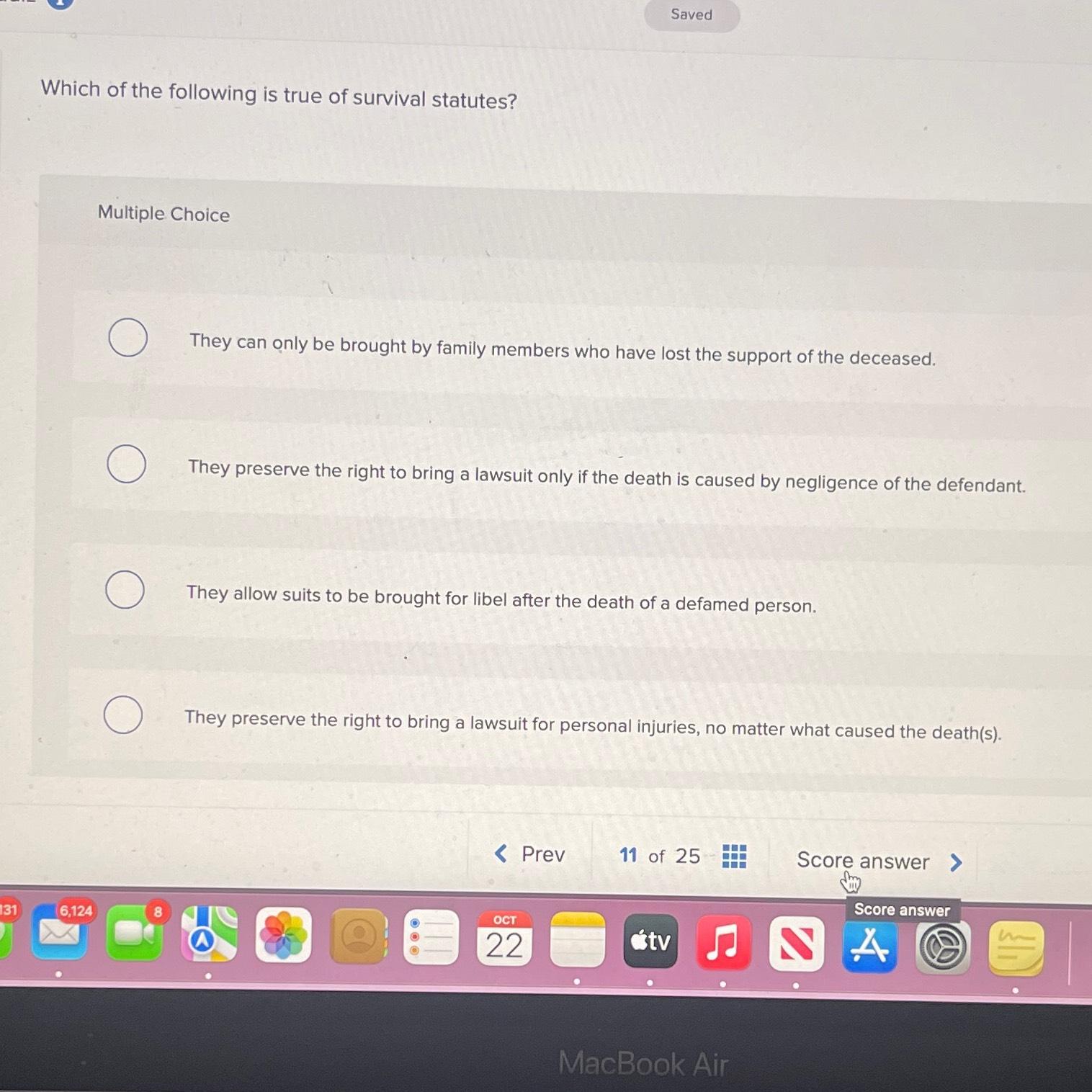 Solved Which of the following is true of survival | Chegg.com