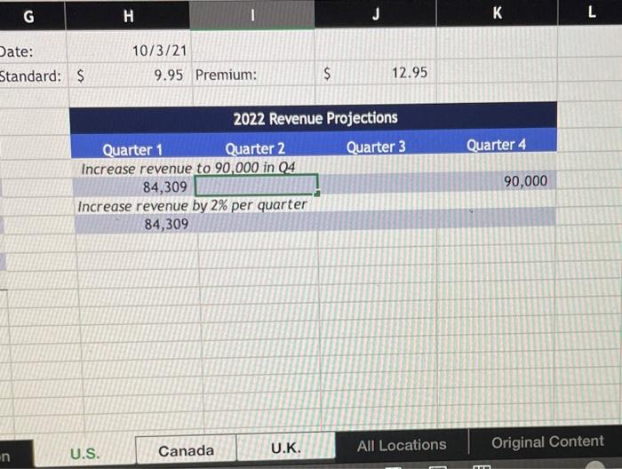 Solved Project the revenue in Quarters 2 and 3 by filling | Chegg.com