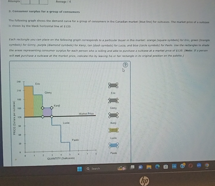 Solved AttemptsAverage / 43. ﻿Consumer surplus for a group | Chegg.com