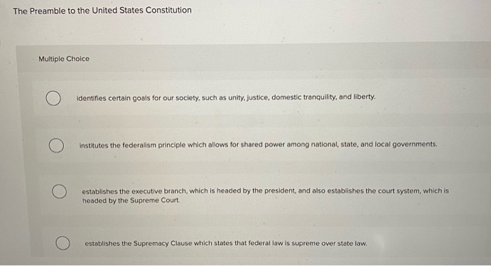 The Preamble to the United States Constitution | Chegg.com