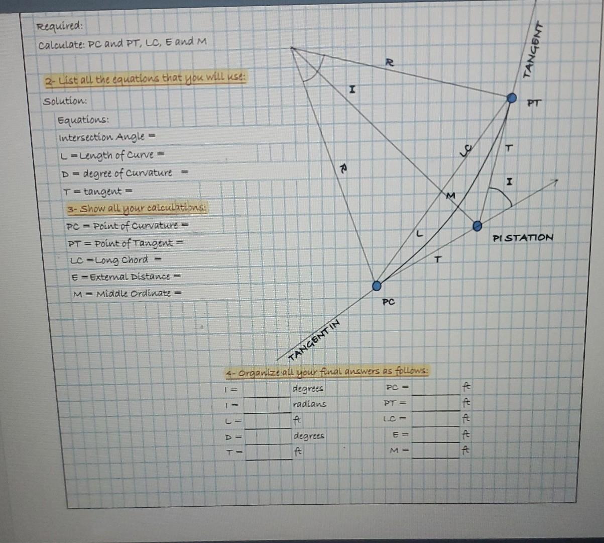 Solved Problem 2) compute the intersection Angle, Length of | Chegg.com