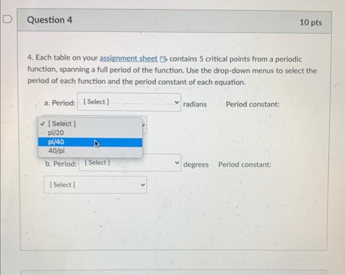 Solved 4. Each table on your assignment sheet ⊟ contains 5 | Chegg.com