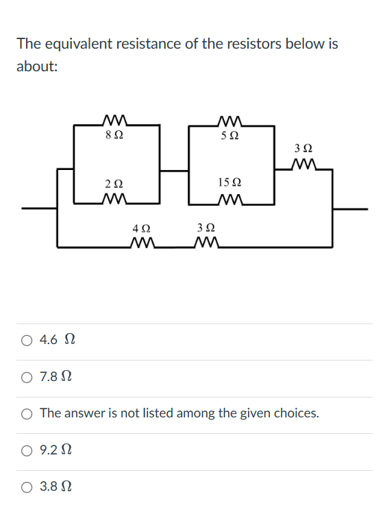 Solved The equivalent resistance of the resistors below | Chegg.com
