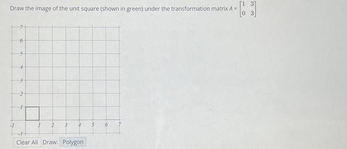 Draw the image of the unit square (shown in green) | Chegg.com