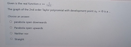 Solved Given is the real function x→31+2x|The graph of the | Chegg.com