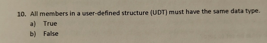 Solved All Members In A User Defined Structure Udt ﻿must