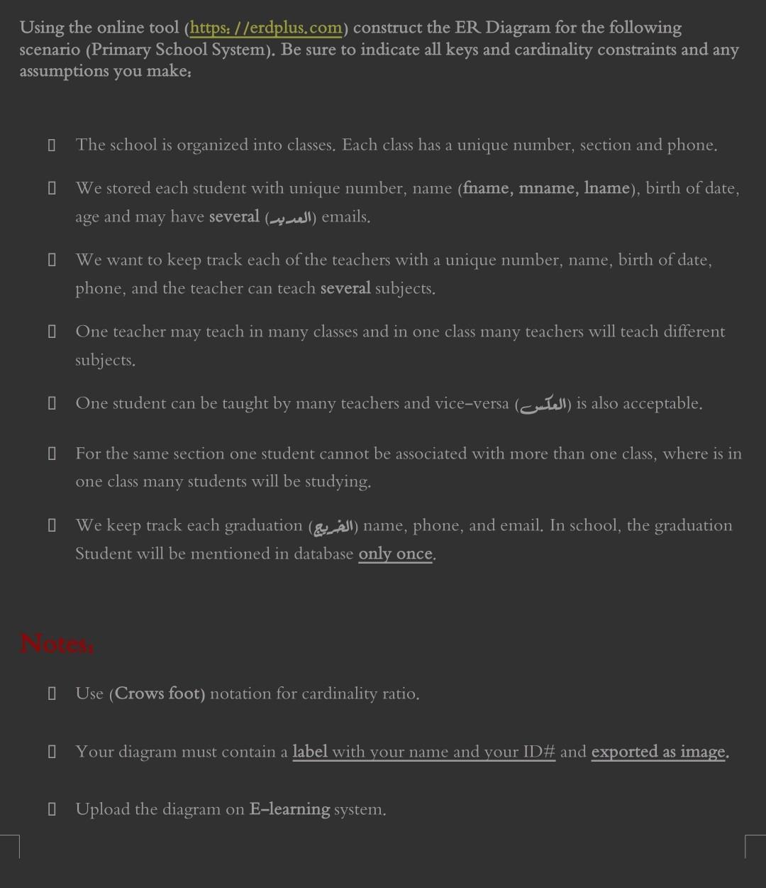 Solved Using the online tool (https://erdplus.com) construct | Chegg.com