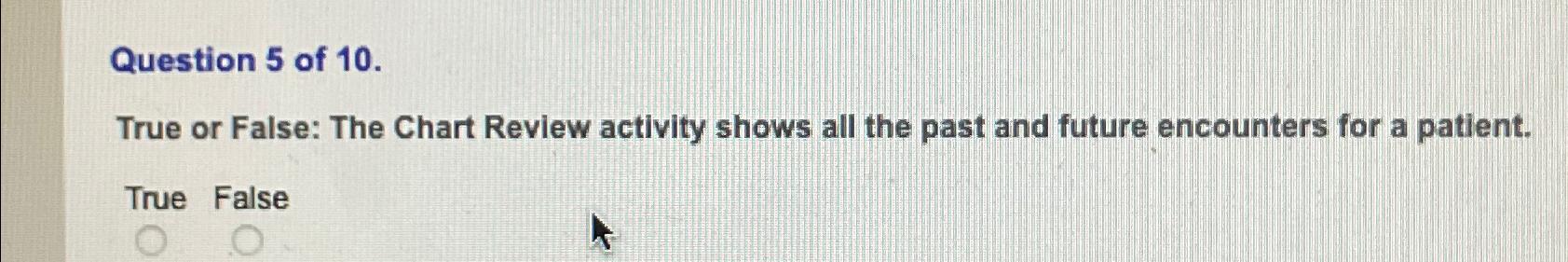 Solved Question 5 ﻿of 10.True or False: The Chart Review | Chegg.com