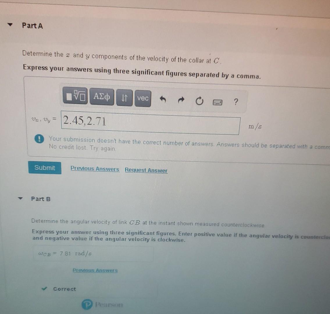 Solved The angular velocity of link AB is AB = 4 rad/s. Link | Chegg.com