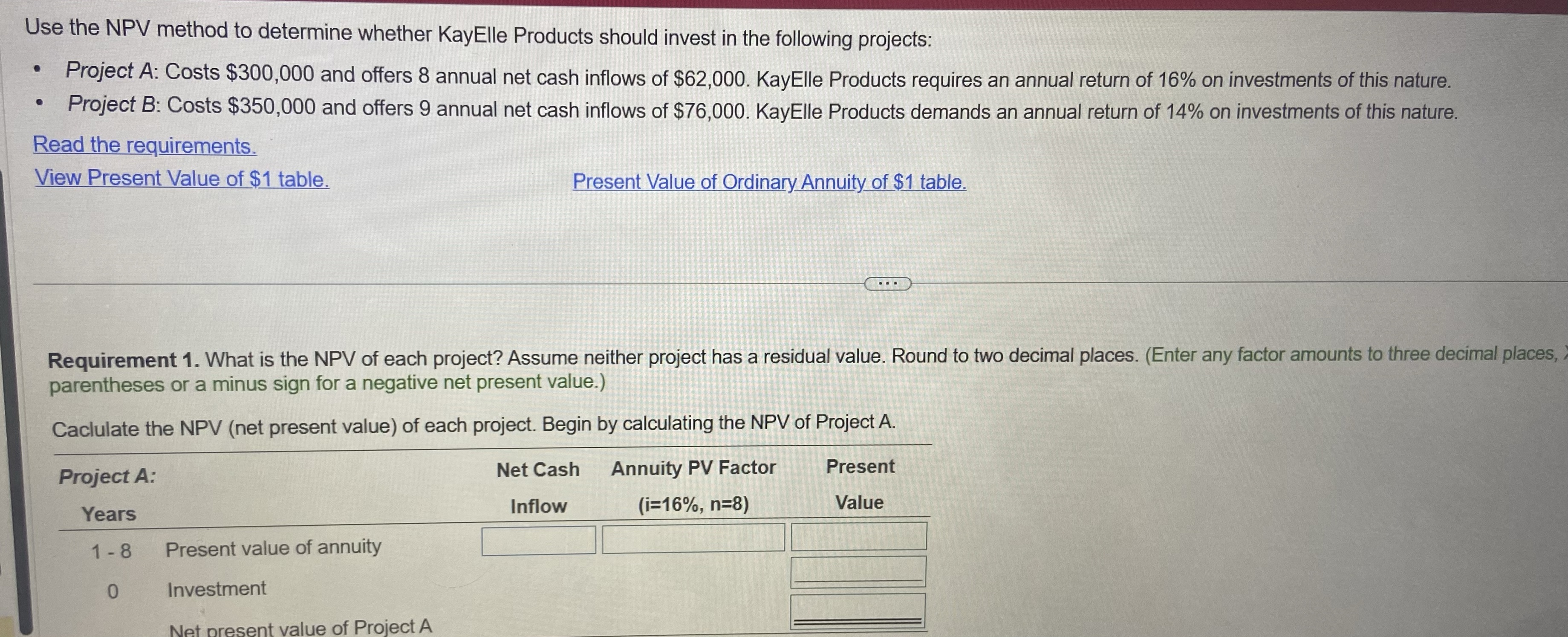 Solved Use the NPV method to determine whether KayElle | Chegg.com