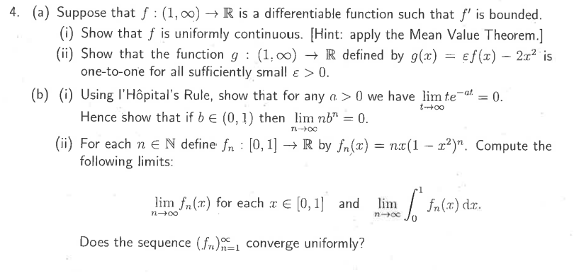 Solved (a) ﻿Suppose that f:(1,∞)→R ﻿is a differentiable | Chegg.com