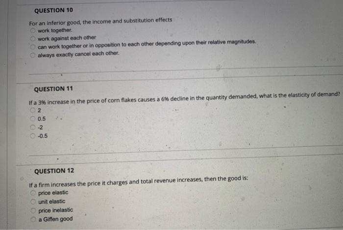 Solved For an inferior good, the income and substitution | Chegg.com