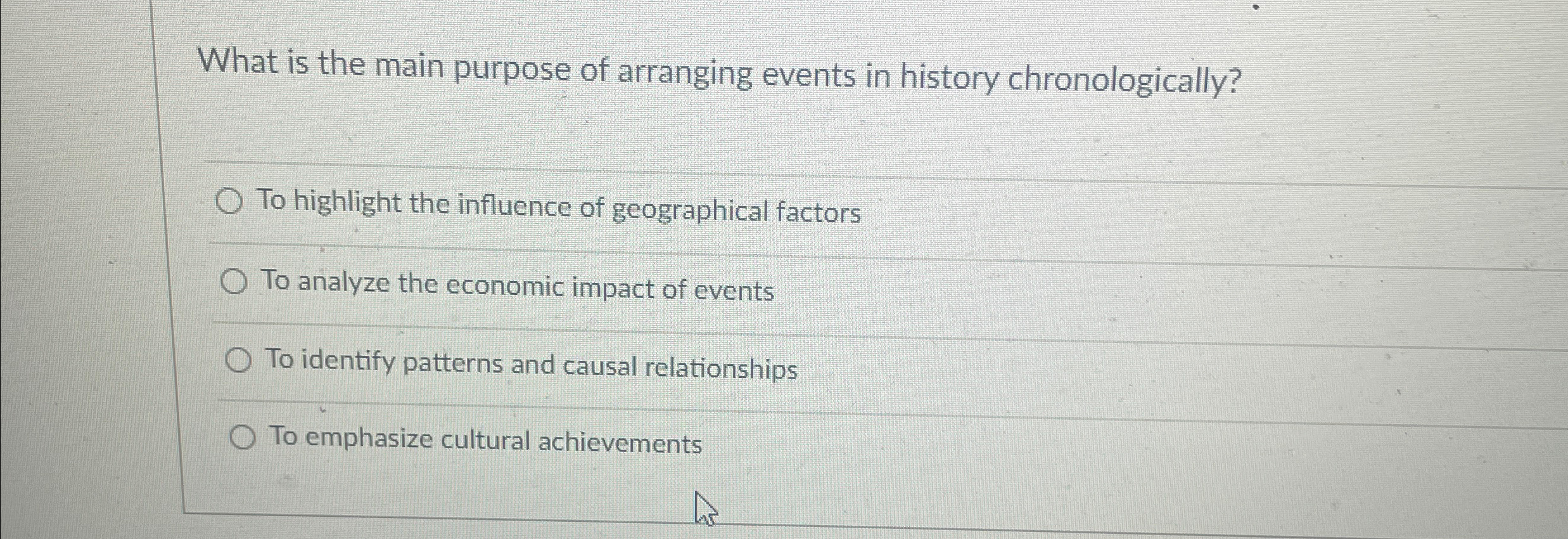 Solved What is the main purpose of arranging events in | Chegg.com