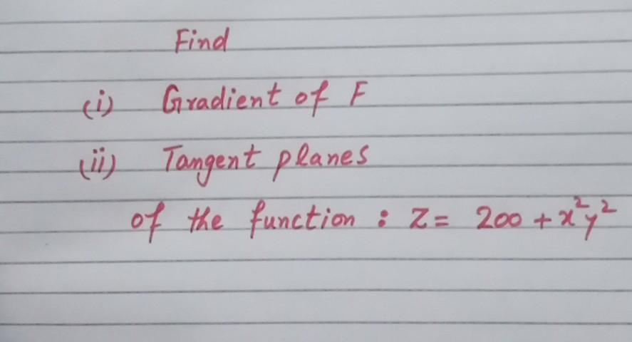 Solved Find (i) Gradient of (ii) Tangent planes of the | Chegg.com