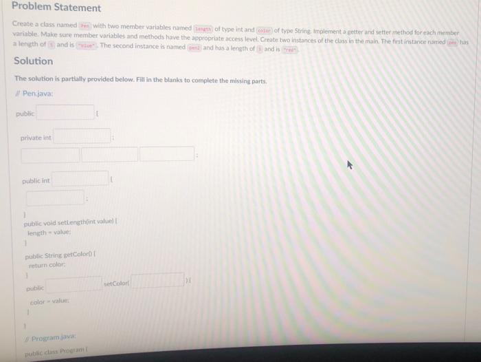 Solved Problem Statement Create a class named with two | Chegg.com