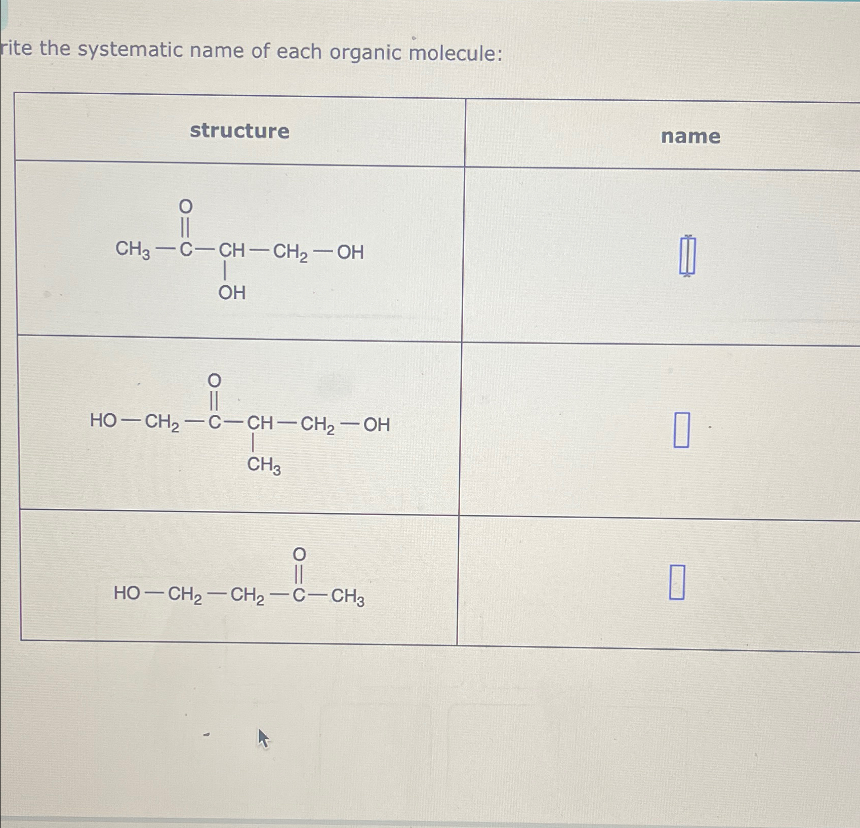 Solved rite the systematic name of each organic | Chegg.com