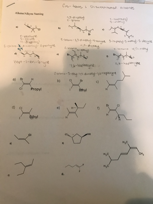 Solved Cis-trans : Di substituted alkenes Alkene/Alkyne | Chegg.com