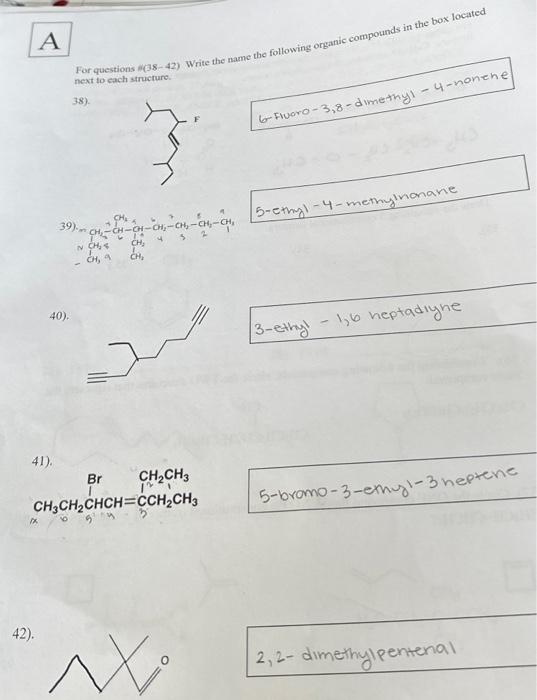 A For questions #(38-42) Write the name the following | Chegg.com