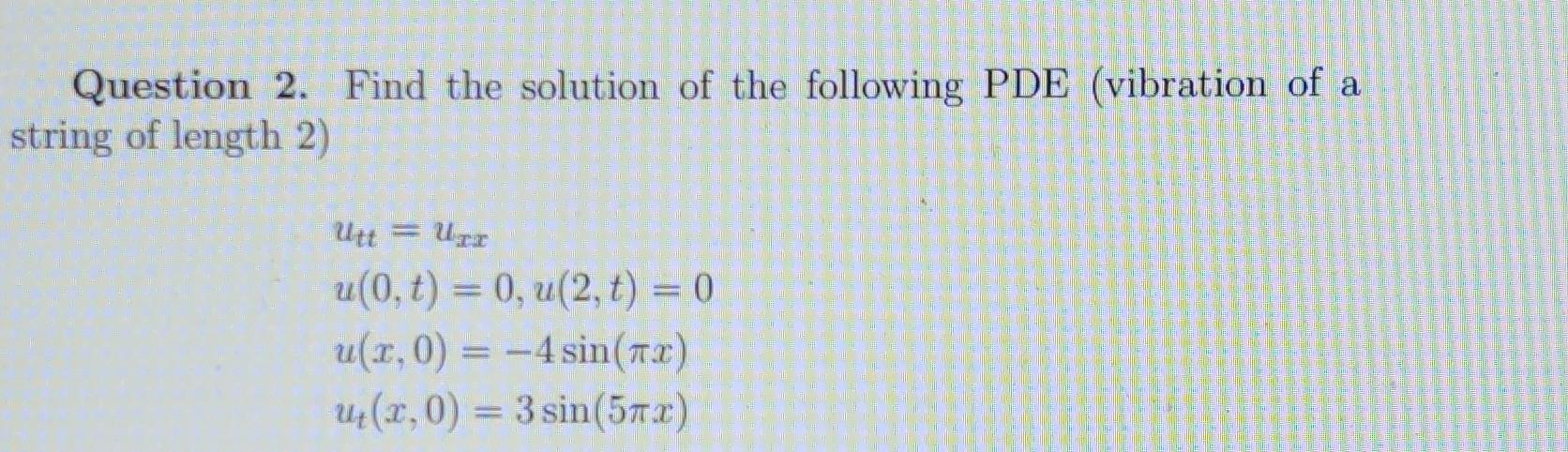 Solved Question 2. Find the solution of the following PDE | Chegg.com