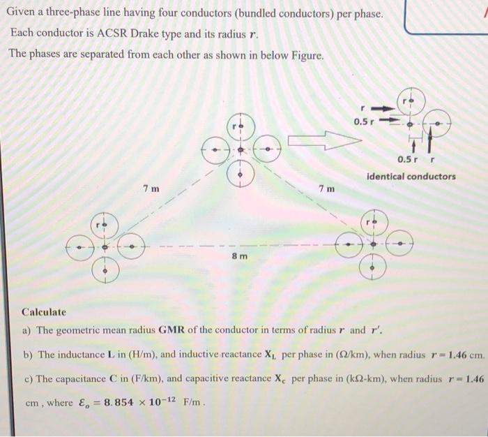 Solved Given a three-phase line having four conductors | Chegg.com