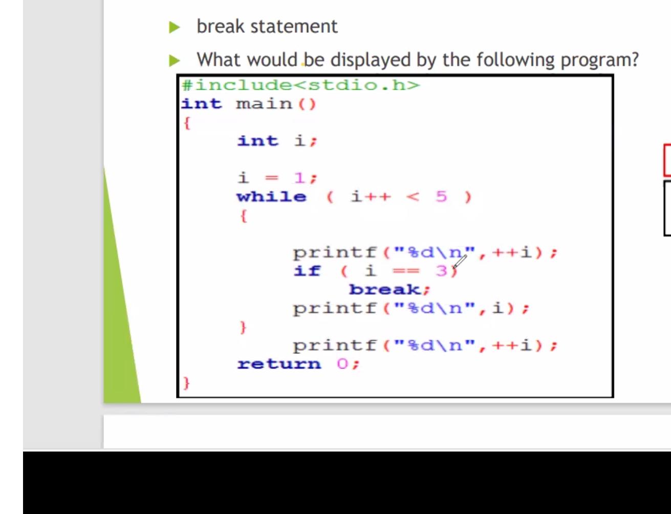 Solved break statementWhat would be displayed by the | Chegg.com