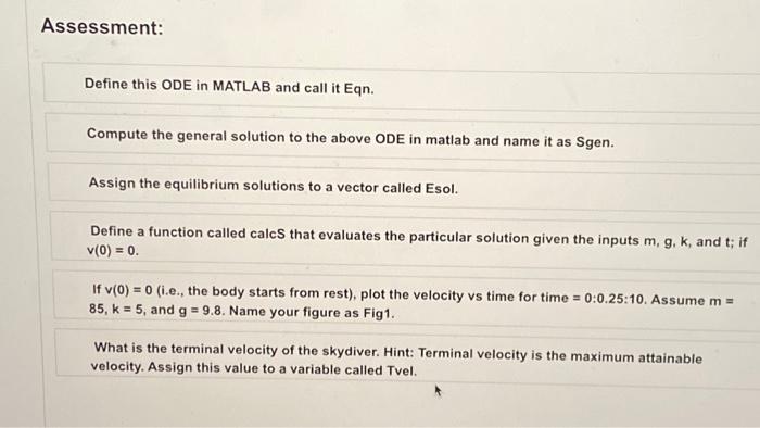 Solved Using ODEs to solve problems in MATLAB O solutions | Chegg.com