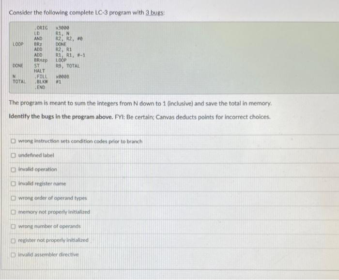 Solved Consider the following complete LC-3 program with 3 | Chegg.com