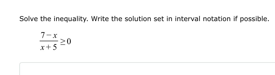 Solved Solve the inequality. Write the solution set in | Chegg.com