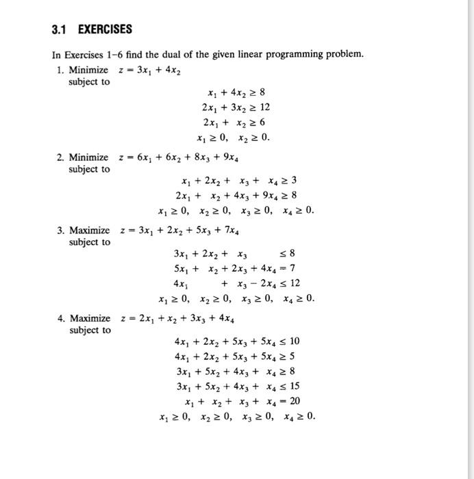 Solved In Exercises 1-6 find the dual of the given linear | Chegg.com