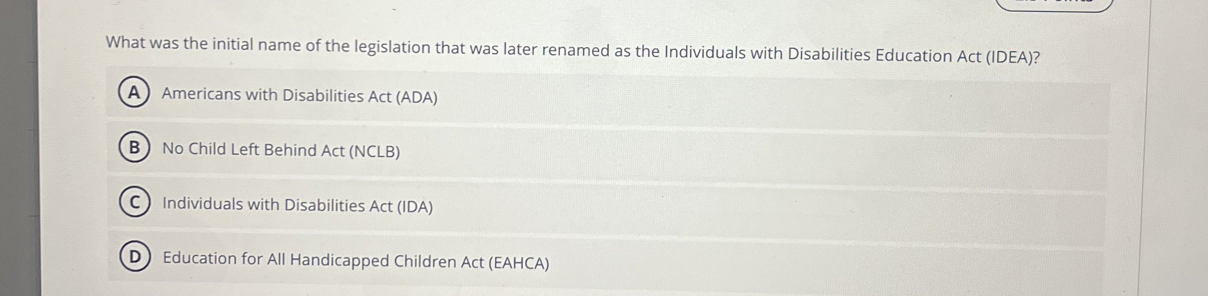 Solved What was the initial name of the legislation that was | Chegg.com
