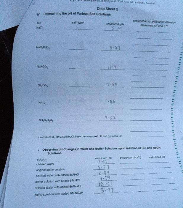 Solved section date Data Sheet 1 1. Preparing HCI Solutions | Chegg.com
