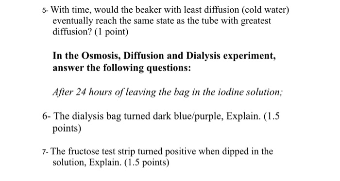 Solved 5- With time, would the beaker with least diffusion | Chegg.com