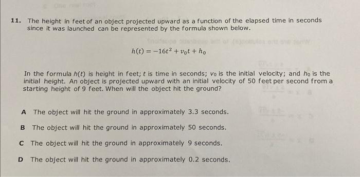 Solved 1. The height in feet of an object projected upward | Chegg.com