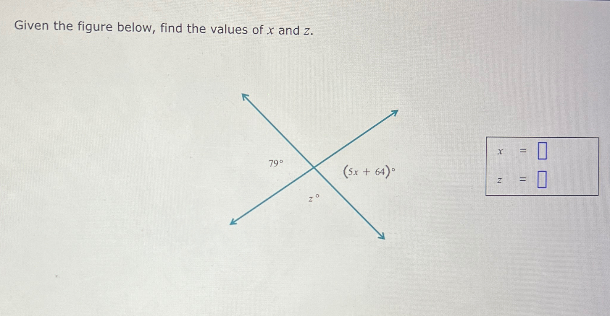 Solved Given the figure below, find the values of x ﻿and | Chegg.com