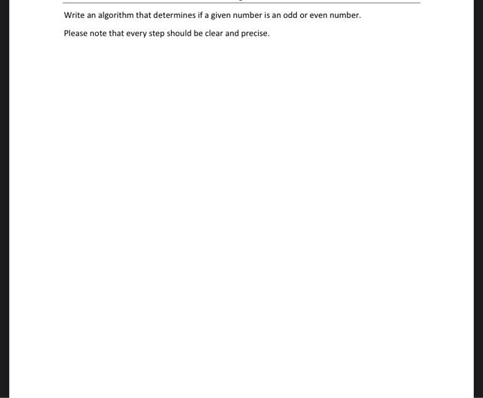 Solved Write An Algorithm That Determines If A Given Number