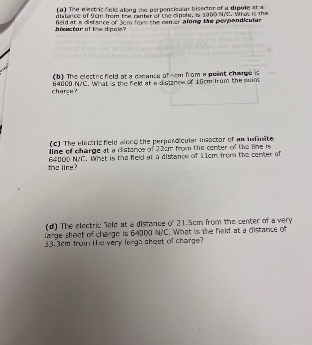 Solved (a) The electric field along the perpendicular | Chegg.com