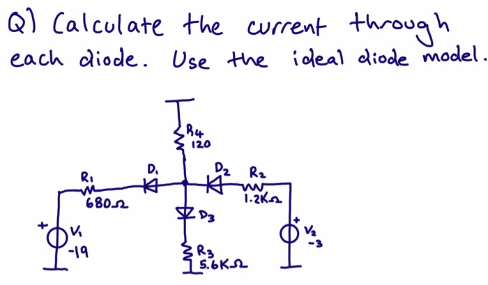 Solved Q) each Calculate diode. the Use current through the | Chegg.com