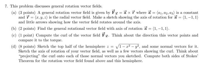 Solved 7. This problem discusses general rotation vector | Chegg.com