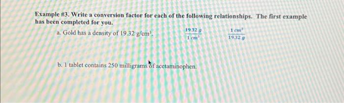 Solved Example #3. Write a conversion factor for each of the | Chegg.com