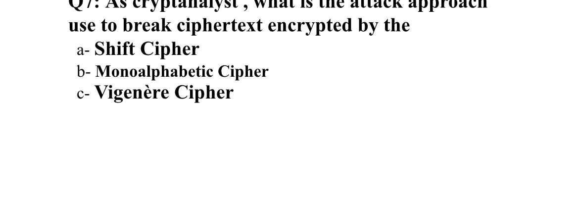 Solved use to break ciphertext encrypted by thea- ﻿Shift | Chegg.com