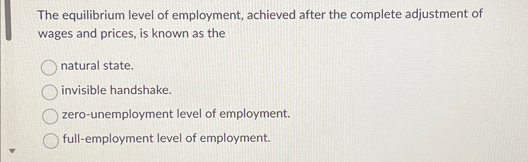 Solved The equilibrium level of employment, achieved after | Chegg.com