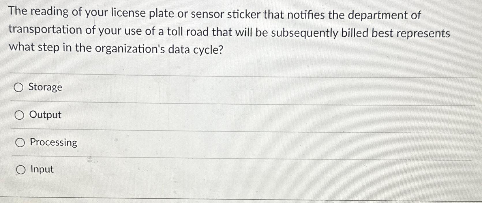 Solved The reading of your license plate or sensor sticker | Chegg.com